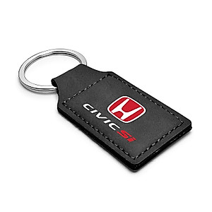 iPick Image Compatible with Honda Civic Si Rectangular Black Leatherette Key Chain