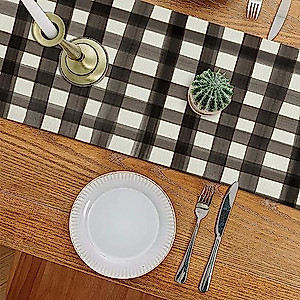 Fall Table Runner Bow Pumpkin Polka Dots Floral Autumn Thanksgiving Buffalo Plaid Seasonal Home Kitchen Dining Decorations 13 x 72 Inch