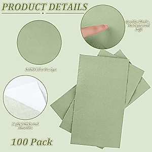 100 Pcs 2 Ply Cocktail Napkin Disposable Soft Napkins for Dinner Wedding Party Birthday Bridal Anniversary Reception, 13 x 16 Inches (Sage Green,100 Pcs)