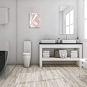 Canvas Wall Art Canvas Prints Wall Decor Posters Artworks Framed Ready To Hang For Home Bedroom Living Room Home Decoration 12"x16"Inch Modern Rose Gold Glitter Coral Gray Pastel Marble