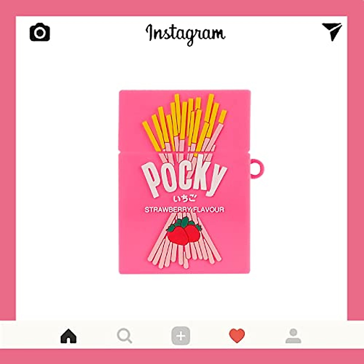 Pocky Aipord Case for 1&2, 3D Cute Cartoon Funny Soft Silicone Pink Food Biscuit Fashion Design Cover with Unique Kawaii for Airpod 1&2 for Women Kids Teens Boys Girls(Pink with Gummy Bear Keychain)