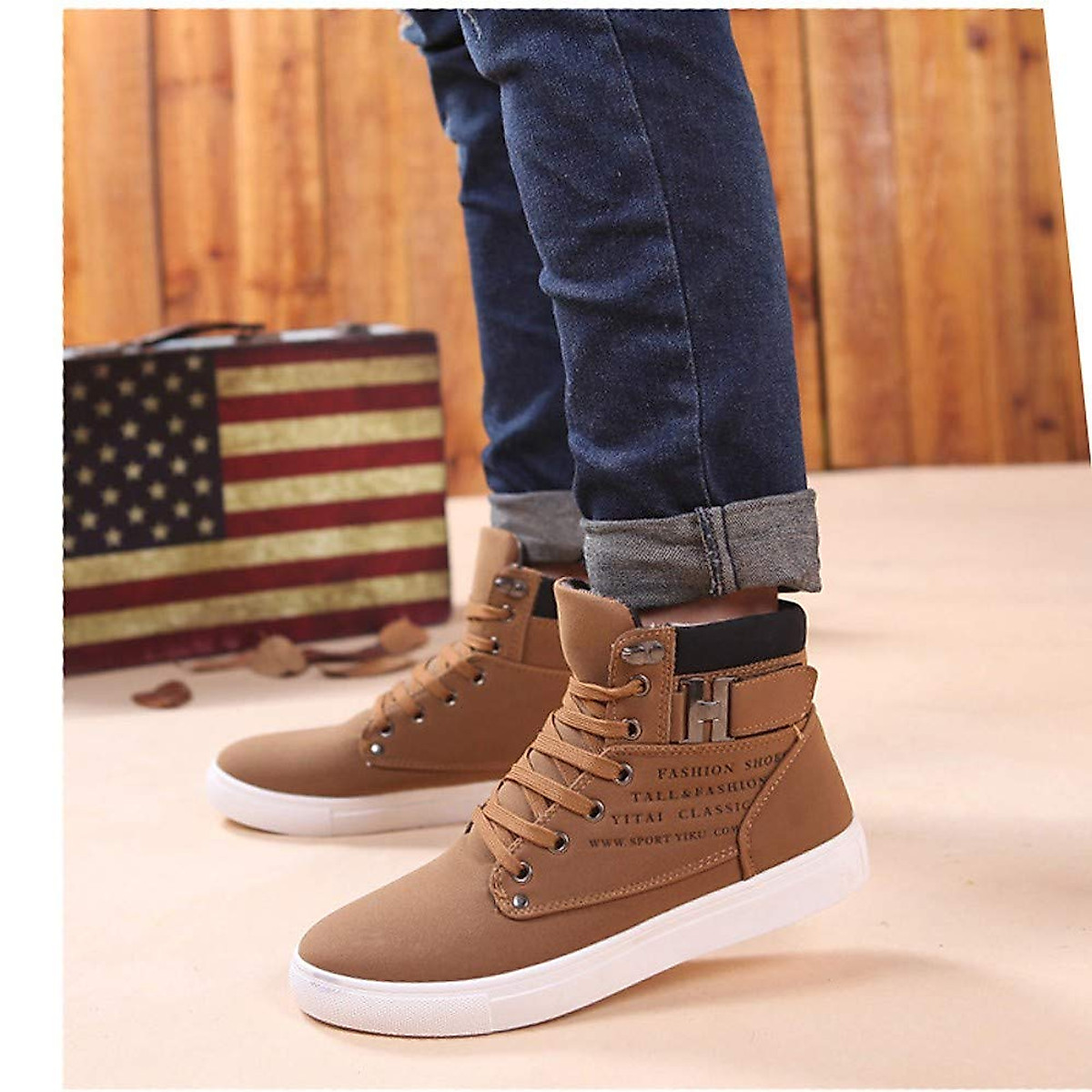 Men's High Top Vintage Sneaker,Mitiy Lace-Up Ankle Boots Shoes Casual High Top Shoes