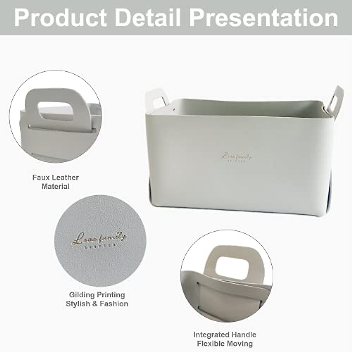 Small PU Storage Bins, Faux Leather Storage Basket with Handles, Collapsible Storage Bin for Closets, Shelves, Perfect for Organizing Keys, Remote Control, Wallet, Jewelry, Sunglasses, Gifts