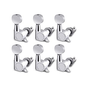Holmer Guitar String Tuning Pegs Tuning Machines Sealed Machine Heads Grover Tuners Tuning Keys Oval Button 6 In Line for Right Handed Electric Guitar or Acoustic Guitar Chrome.