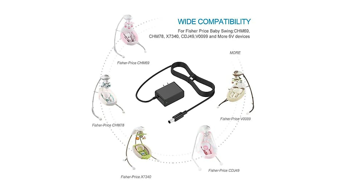 6V Baby Swing AC Adapter Power Cord for Ingenuity & Fisher-Price