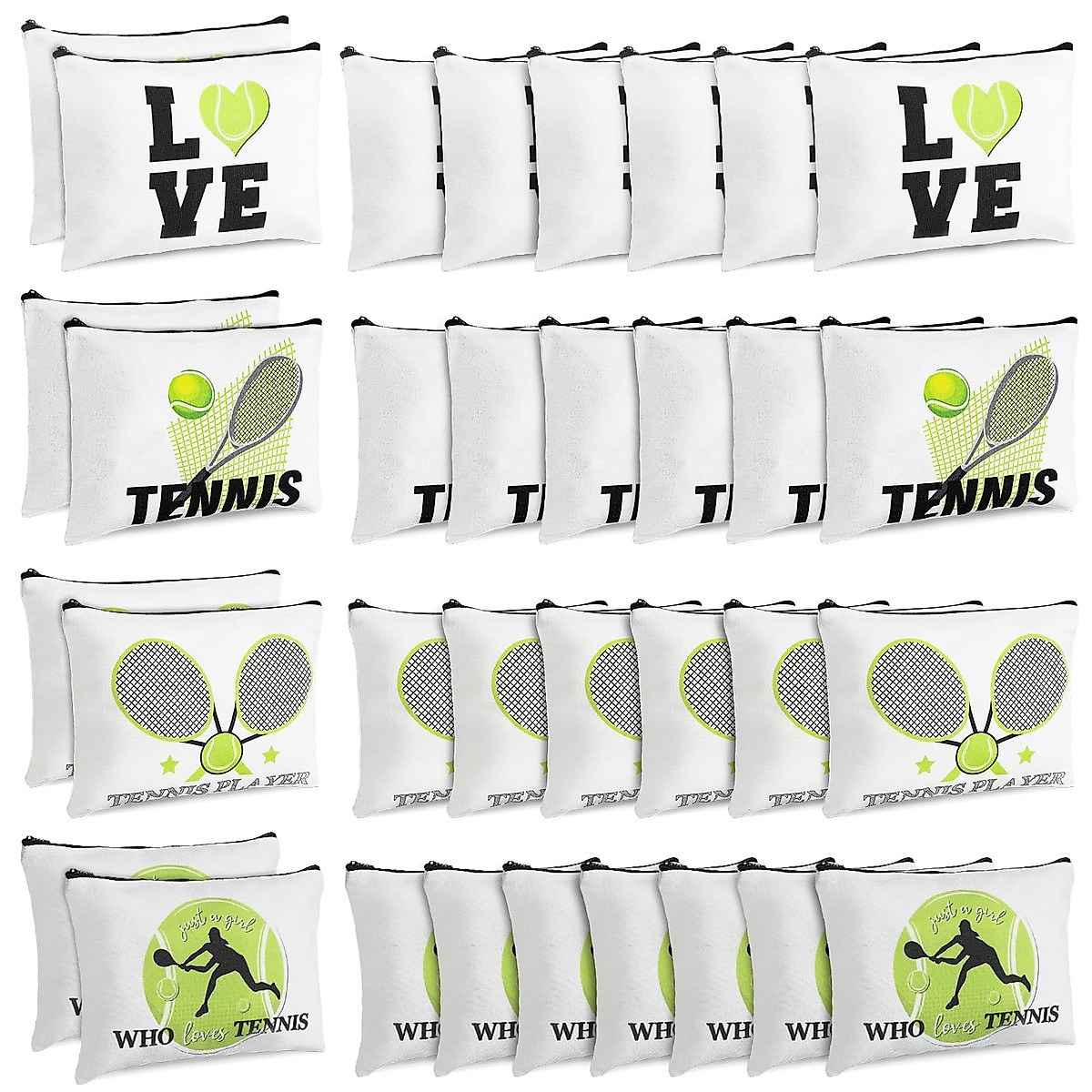 Sadnyy 32 Pcs Tennis Gifts Tennis Makeup Bag Zipper Portable Storage Cosmetics Case Inspirational Cosmetic Bags Travel Pouches Tennis Accessories for Women Girls Lovers Players Coach Friend Sister
