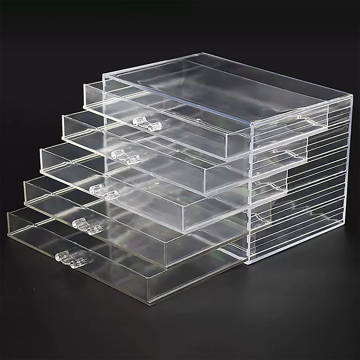 Clear Acrylic Jewelry Storage Box, Earring Jewelry Organizer with 5 Drawers, 5-Layer Jewelry Box for Women, Earring Display Holder for Earrings Ring Bracelet Necklace Transparent Display Storage Case