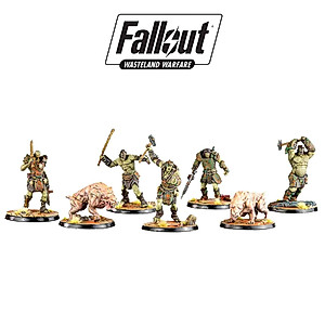 Modiphius Fallout Wasteland Warfare: Super Mutants Core Box (Updated) - 7 Unpainted Resin Miniatures, RPG, Includes Scenic Bases, 32MM Scale Figures, Tabletop Roleplaying Game Minifigures