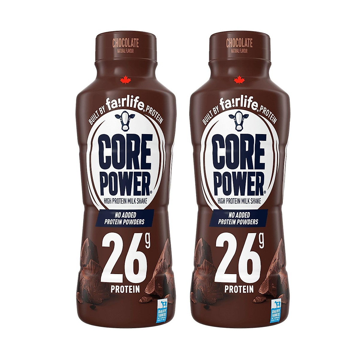 Fairlife Core Power 26g Protein Milk Shakes, Chocolate, (Pack of 2) Made with Canadian Milk, 414mL/14 fl. oz. (Shipped from Canada)