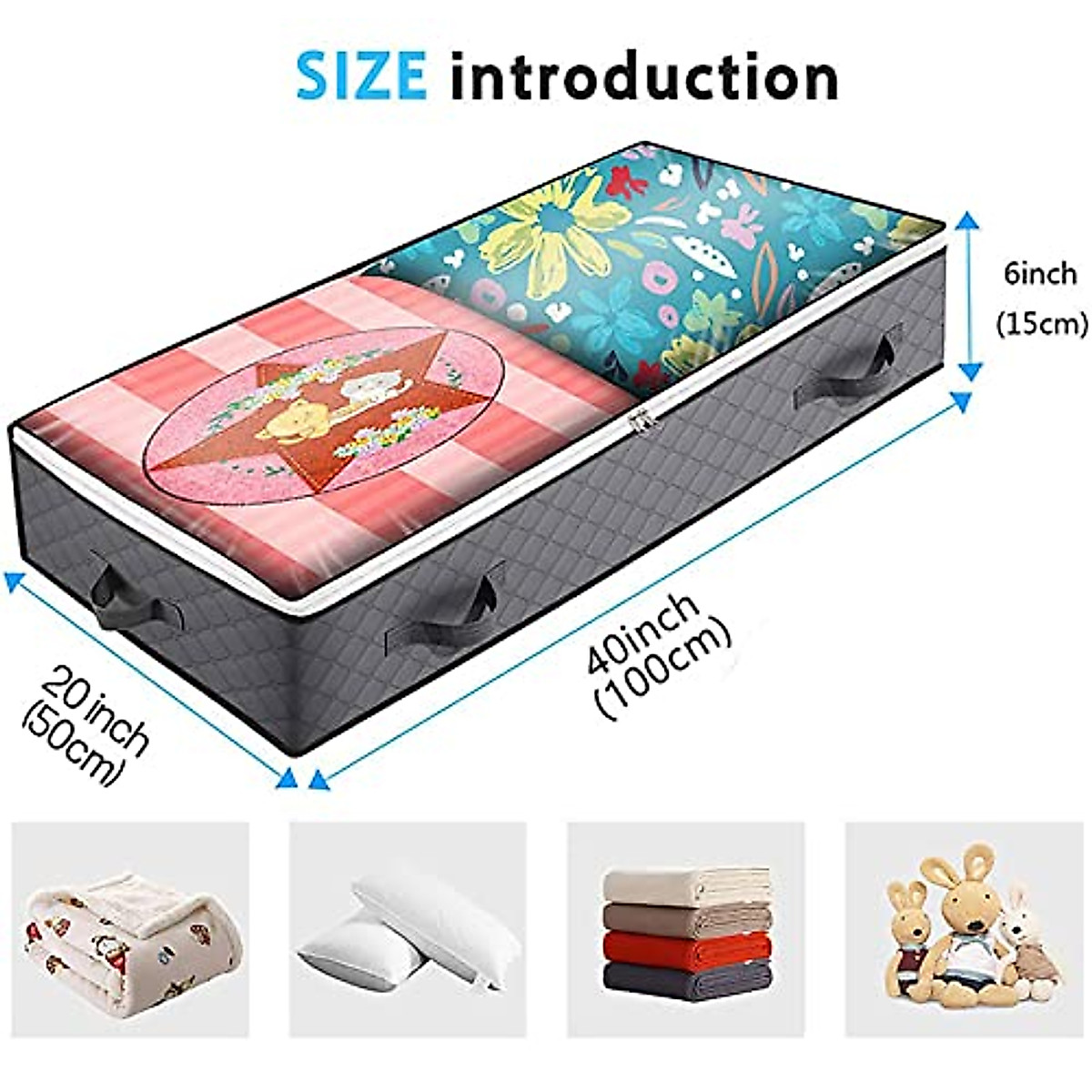 DRAMLOR Under Bed Storage Bags, 4 Pack Large Capacity Underbed Storage Containers with Reinforced Handles, Clothes Storage Bins Foldable Closet Organizers for Blanket, Pillows, Comforters and Quilts