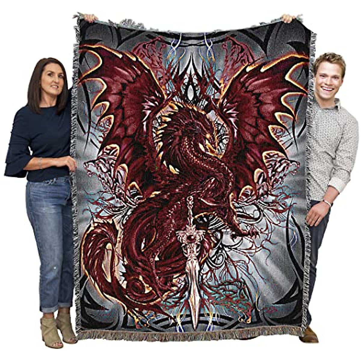 Pure Country Weavers Blood Blade Fantasy Dragon Blanket by Ruth Thompson - Gift Dragon Fantasy Tapestry Throw Woven from Cotton - Made in The USA (72x54)