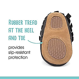 Zutano Unisex Baby Leather Moccasins, Slip Resistant, Soft-Sole Stay On Baby Shoes, Black, 18M