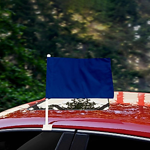 Solid Bue Car Window Clip Flag Fade Resistant Vehicle for Patriotic, Sports Events, Parades - Premium - Double Side Printing (Pack of 100)