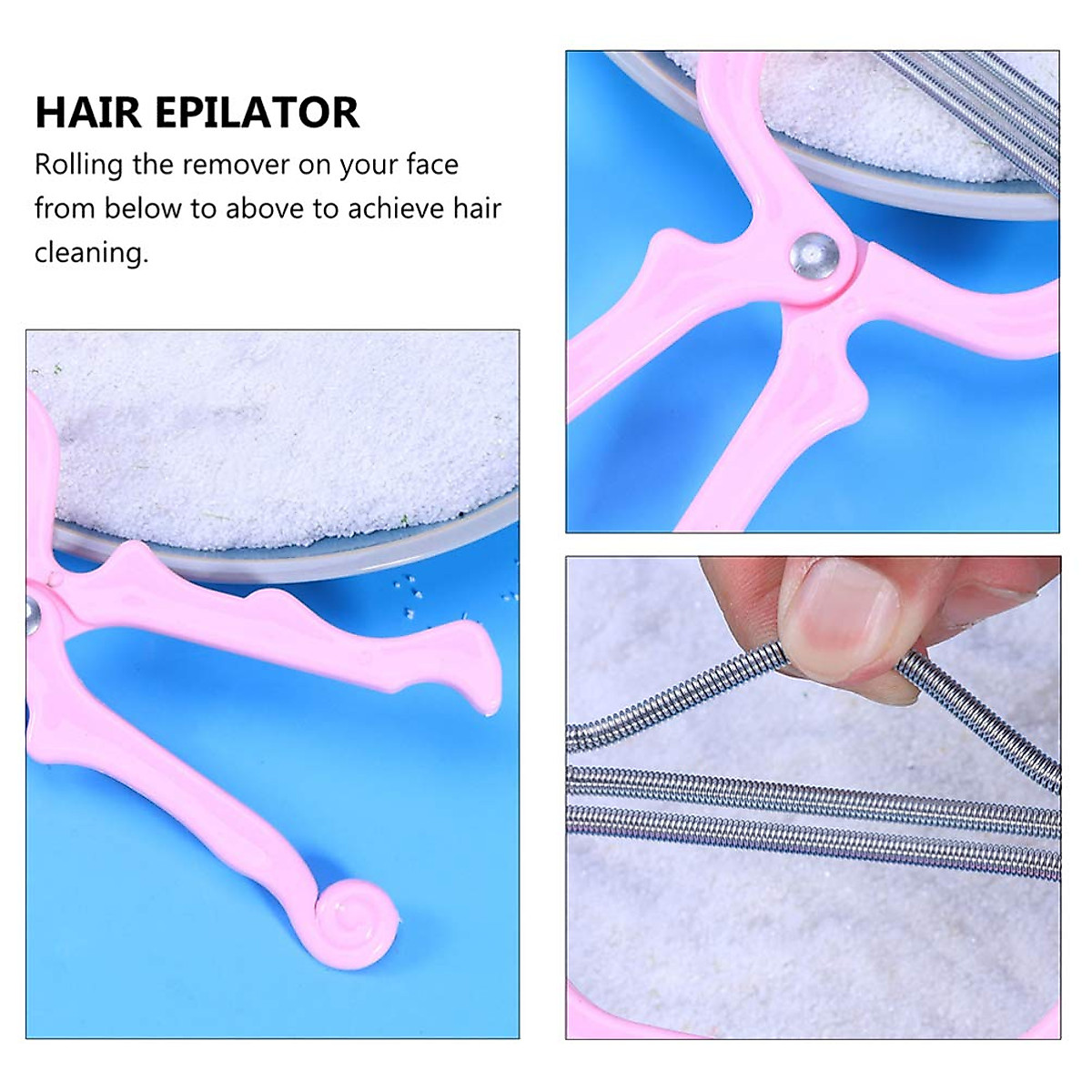 Healifty Manual Chin Hair Shaver 2Pcs Portable Facial Hair Removal Threading Epilator Manual Beauty Hair Remover for Women (Pink) Face Hair Threader