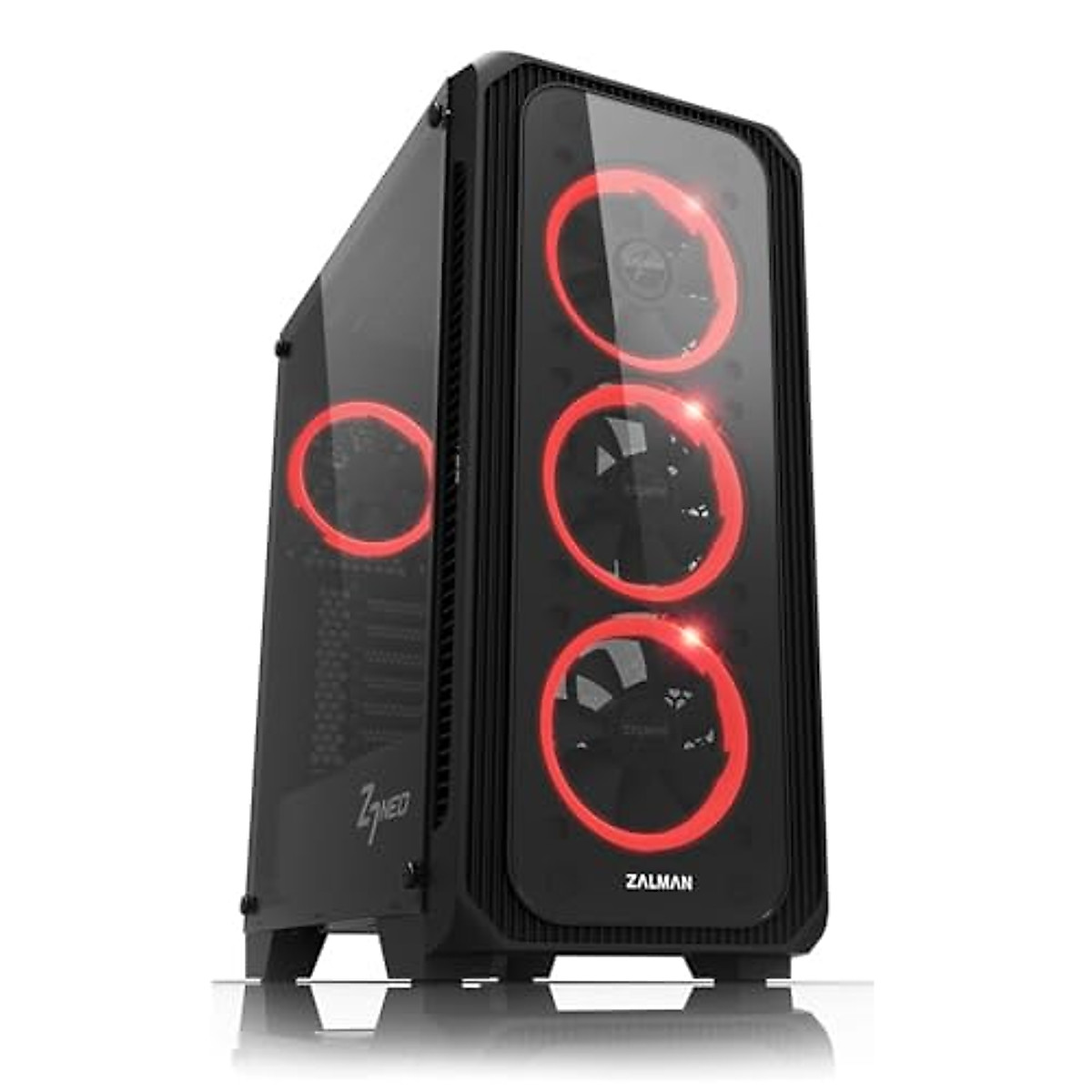 Zalman Z7 NEO ATX Mid-Tower Gaming PC Case, Tempered Glass Side Panel, 4X Pre-Installed 120mm RGB LED Ring Fans, High-End PC Cabinet