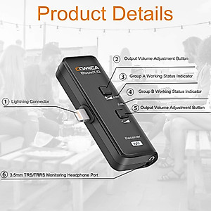 COMICA BoomX-DMI RX Professional Receiver for BoomX-D 2.4G Wireless Lavalier Microphone System,Perfect for YouTube, Facebook Live Stream etc (1Receiver)