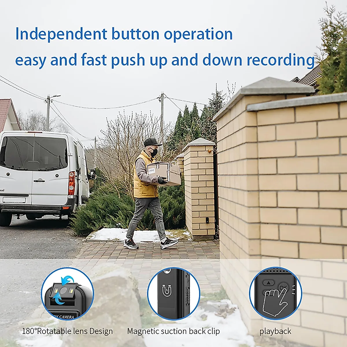 Body Camera, Police Body Cam Video HD 1080P, 256G Max Memory, Upgrade Rotate Wearable Clip for Law Enforcement,Security,Guard,Home,Outdoor,Travel,Camping,Cycling, Built-in 64G Card with Night Vision