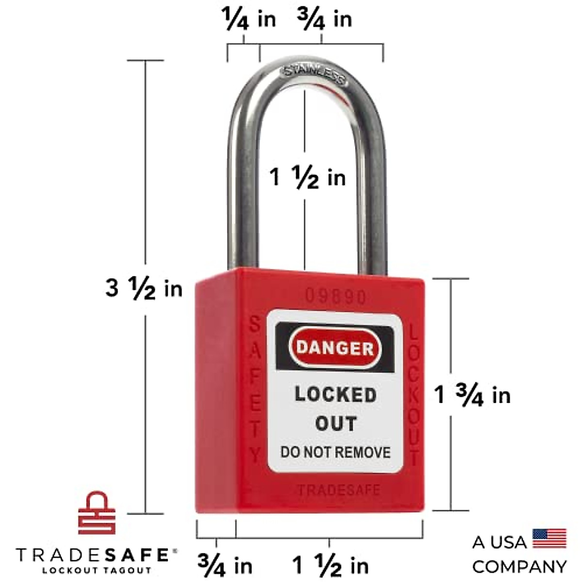 TRADESAFE Lockout Tagout Locks Set - 10 Red Loto Locks, Lockout Locks Keyed Different, 1 Key Per Lock, OSHA Compliant Lock Out Tag Out Padlocks, Safety Padlocks for Electrical Lockout Tag Out Kits