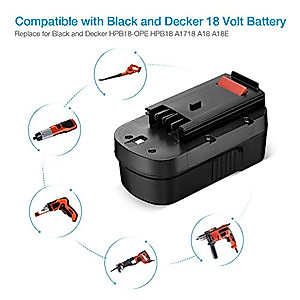 Powerextra 2Pack 3.7Ah 18V HPB18 Battery Compatible with Black and Decker HPB18 244760-00 A1718 HPB18-OPE A18 Firestorm FS180BX FS18BX FS18FL FSB18 and 9.6V-18V Charger (2 Batteries and 1 Charger)