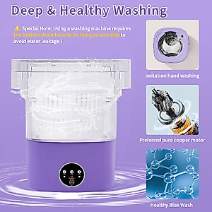 Mini Washing Machine,11L Portable Washing Machine,Foldable Washing Machine with Spin,Washer and Dryer Combo,Small Washer With 3 Modes Deep Cleaning for Apartments, Camping, Travel,RV,Purple