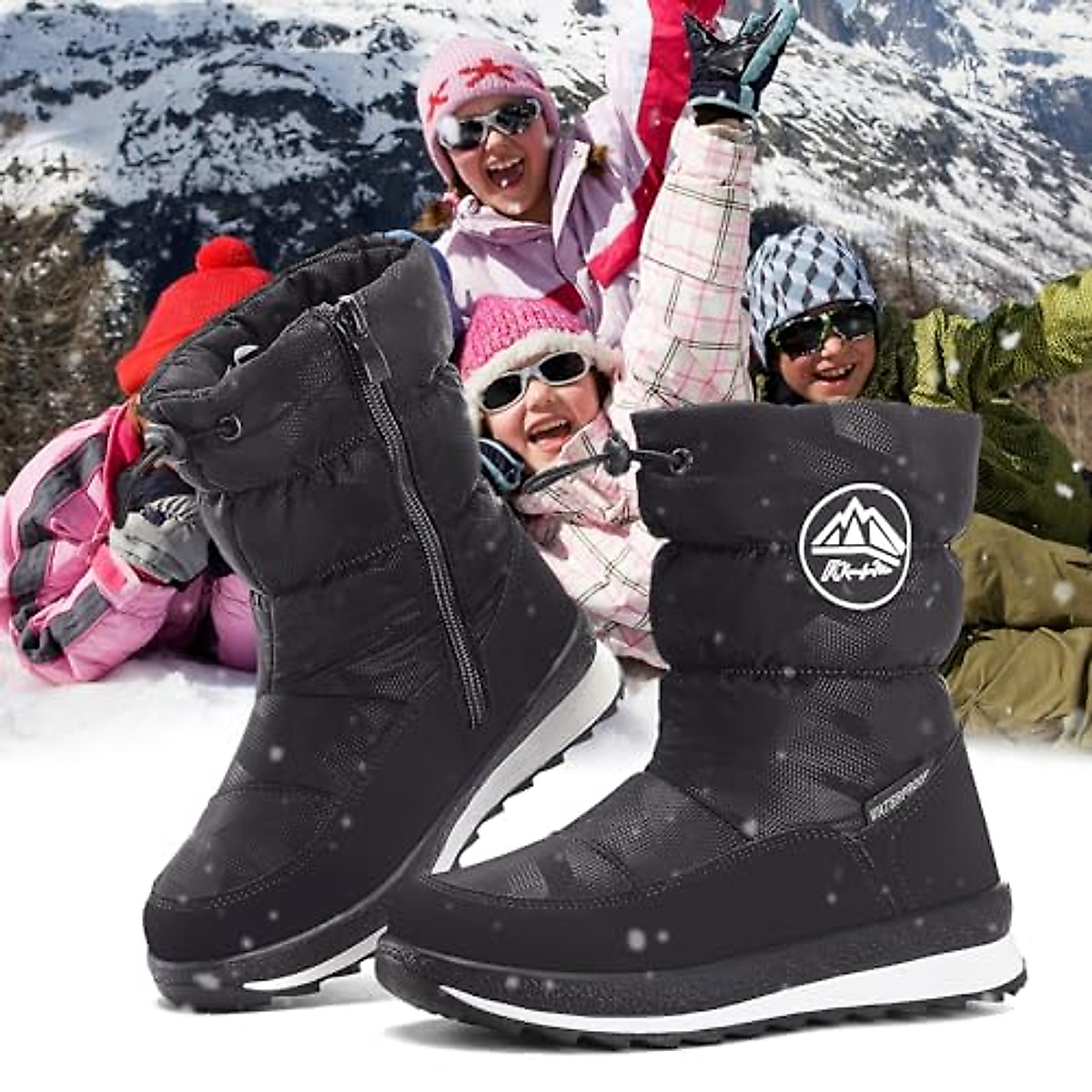 K KomForme Kids Snow Boots for Boys Girls Toddler Winter Outdoor Boots Waterproof with Fur Lined (Toddler/Little Kid/Big Kid)