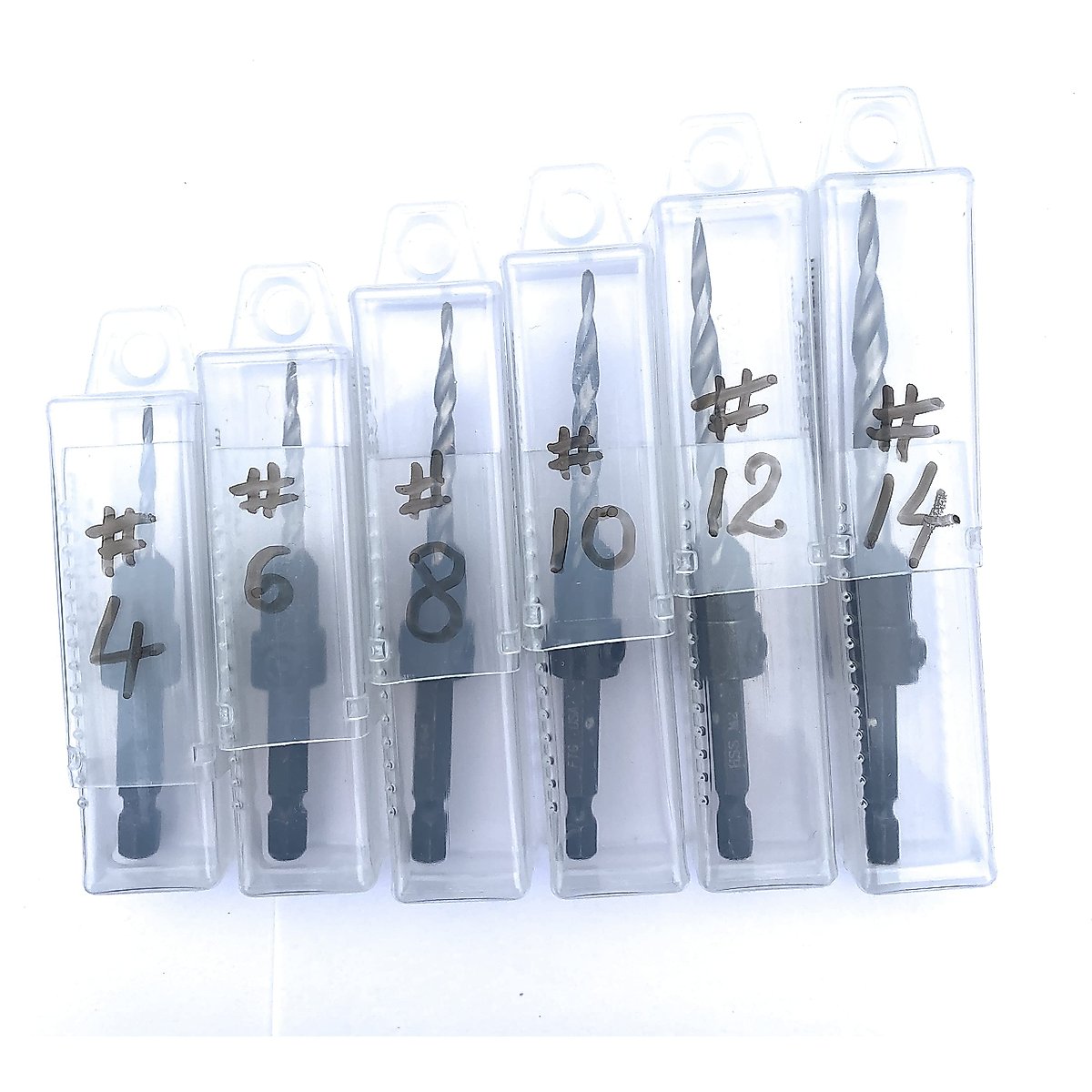 FTG USA 6 Piece Drill Bit Cases Designed as Storage Container for Adjustable Countersink Drill Bits, Small Containers, Plastic Boxes Used as Storage Case for Replacement Drill Bits