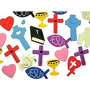 Religious Foam Sticker Assortment for Sunday School or Classroom, Container of 250
