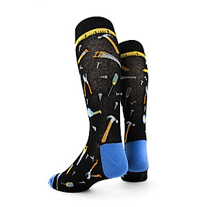 Foot Traffic Men's Socks, Fun Special-Interest Socks, Sizes 7–12 (Tools)