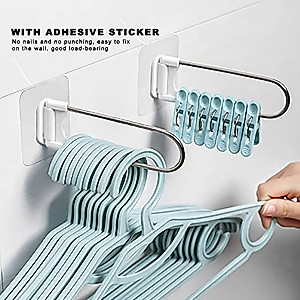 Fdit Multifunctional Household Stainless Steel Hanger Storage U‑Shape Wall Storage Rack Clothes Hanger Organizer for Bathroom Balcony White