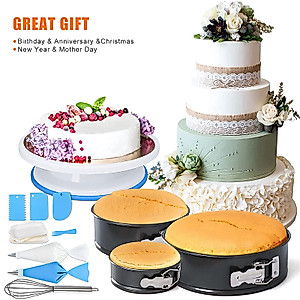Cake Decorating Supplies, 507 PCS Cake Decorating Kit 3 Packs Springform Cake Pans, Cake Rotating Turntable, 48 Piping Icing Tips, 7 Russian Nozzles, Chocolate Mold Baking, Mother's Day Gift Ideas