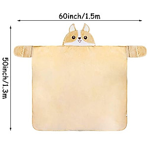 Moyel Corgi Blanket for Women Funny Cute Soft Warm Fluffy Fuzzy Wearable Blanket Hoodie Corgi Gifts for Corgi Lovers Mom Girlfriend Wife Friend Sister for Christmas Birthday