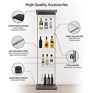 FANYUSHOW Glass-Door Cabinet, 4-Shelf Curio Cabinet,Glass Display Shelf,Glass Display Cabinet,Black