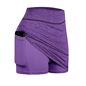 MOQIVGI Womens Golf Skirt High Waist Knee Length Casual Summer Dressy Trendy Cute Athletic Skorts Skirts with Pockets Shorts Sports Clothing Purple Medium