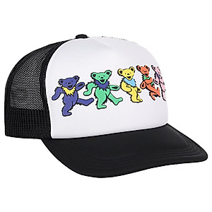 Grateful Dead Dancing Bears Foam Trucker Adjustable Snapback Hat BLK/WHT, Black/White