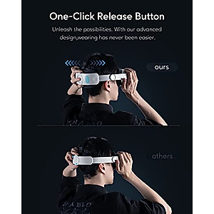 TILLMAO OQ2 Pro Elite Head Strap, VR Accessories Compatible with Oculus Quest 2, One-Click Release Function Design, 6000mah Battery with LED Display Screen, RGB Breathing Lights, Counter Balance
