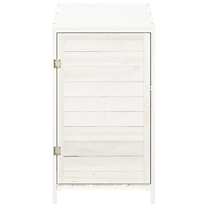 GOLINPEILO Wooden Garden Storage Shed, Outdoor Storage Cabinet, Garden Wood Tool Shed, Outside Wooden Shed Organizer for Yard, Patio, Deck and Porch, White 21.7"x20.5"x44.1" Solid Wood Fir