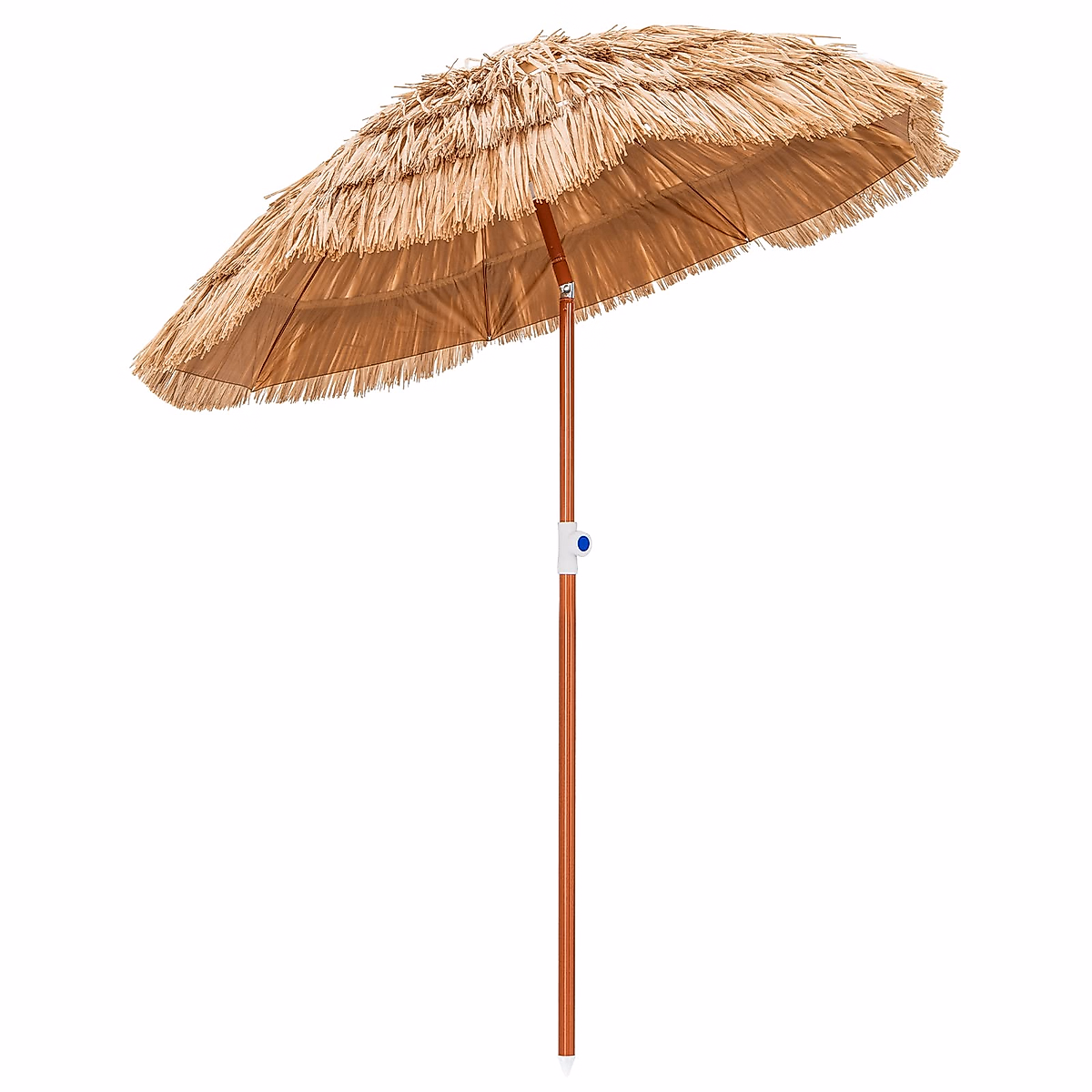 Tangkula 6ft Thatched Patio Umbrella, Hawaiian Tiki Umbrella with Carrying Bag, Tilt Design, Foldable & Portable Outdoor Market Table Umbrella, Tropical Beach Umbrella for Beach Patio Garden Poolside