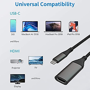 PULWTOP Type C USB C to HDMI Adapter 4K@60Hz, Ultra-Thin Aluminum HDMI to USB C Compatible with Thunderbolt 3 Port for Mac Studio Display, MacBook Pro/Air, iPad Pro/Air 5, XPS, Surface, and More