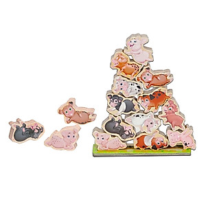 ROO GAMES Piggy Pile-Up - Fast-Paced Stacking and Balancing Game - For Ages 3+ - Place All Your Pigs on the Pile to Win