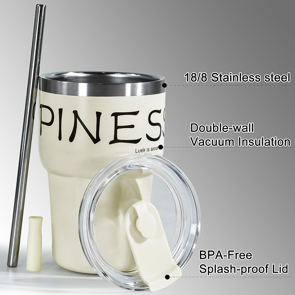 21 oz Travel Coffee Mug, Insulated Tumbler with Lid and Straw, Double Wall Vacuum Insulated Tumbler, Reusable Coffee Cup Gifts for Women, Tea and Drinks, White