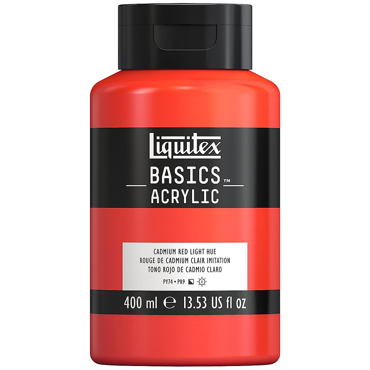 Liquitex BASICS Acrylic Paint, 400ml (13.5-oz) Bottle, Cadmium Red Light Hue
