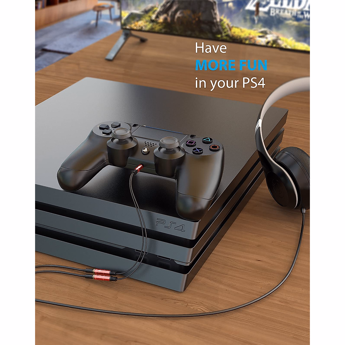 KINGTOP 3.5mm Combo Audio Adapter Cable Compatible for PS4,PS5,Xbox One S,Switch,Tablet,Mobile Phone,PC Gaming Headsets and New Version Laptop (Red)