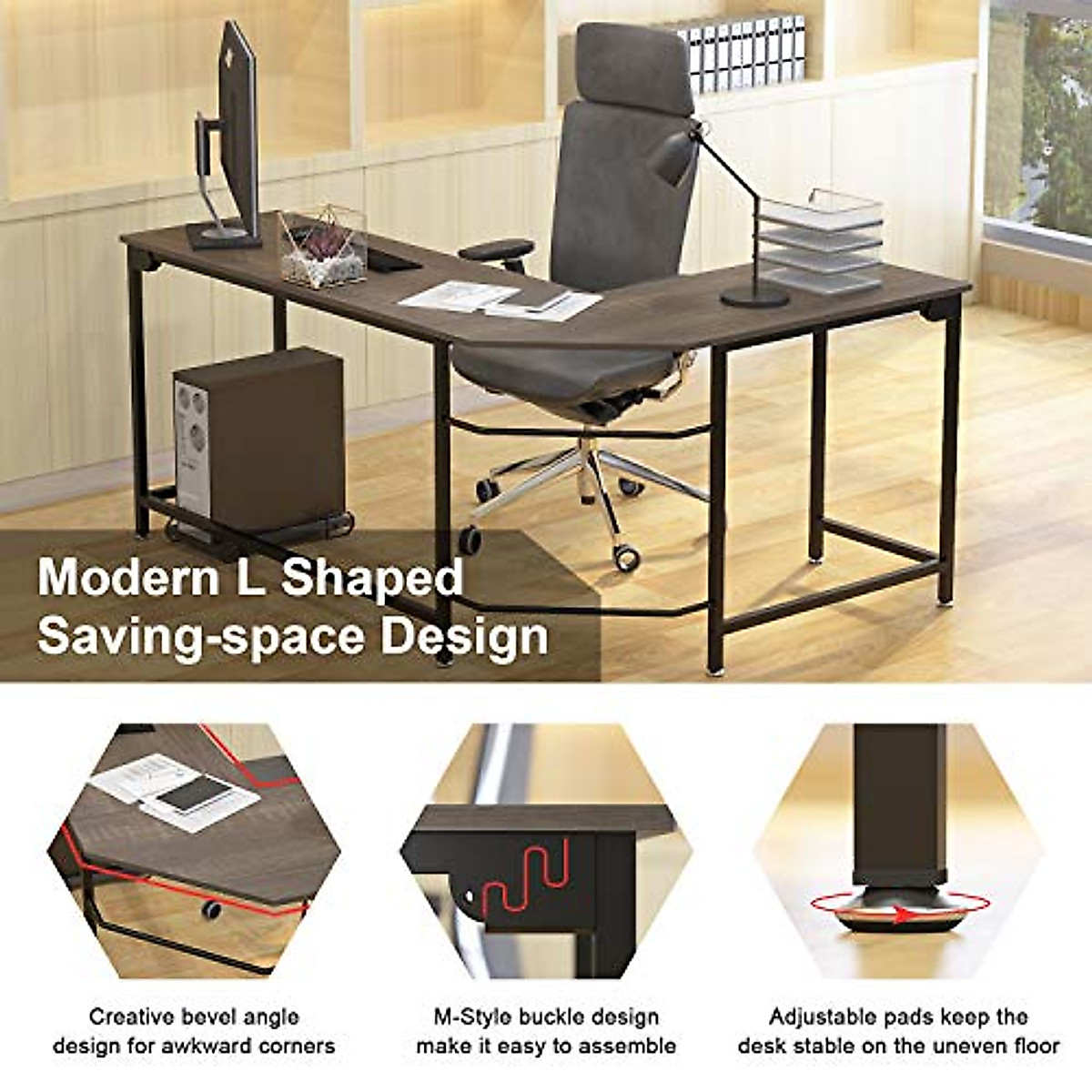 Weehom L Shaped Desk Corner Gaming Computer Desks for Home Office PC Workstation Study Writing Work Gamer Table, Easy to Assemble