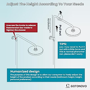 gotonovo Exposed Shower Faucet Set 8 Rain Shower 2 Double Knobs Handle Gold Polish Triple Function Tub Spout Shower Fixture Combo System Unit Set