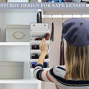 Biovioy Glasses Organizer for Women and Men - Travel Sunglasses Organizer for Multiple Glasses Cases - PU Sunglass Storage Organizer