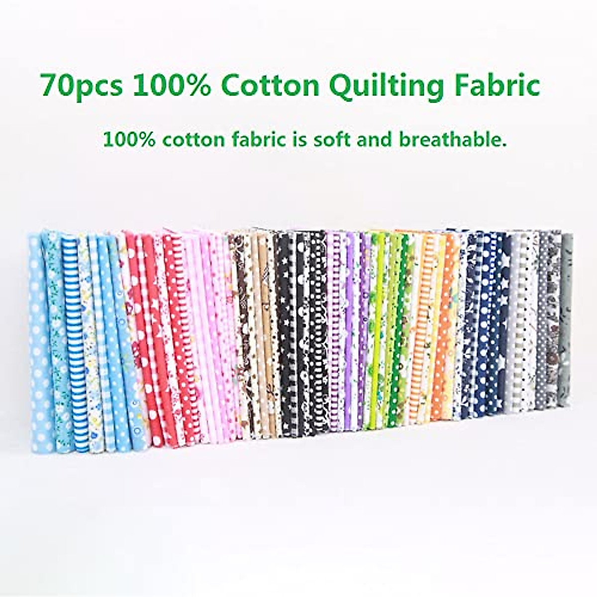 MOTTDAM 70 pcs Quilting Fabric Squares, 9.8"x 9.8" (25cm x 25cm) Cotton Quilting Fabric Floral Printed Fat Squares Fabric Bundles ​for Patchwork Sewing DIY Craft