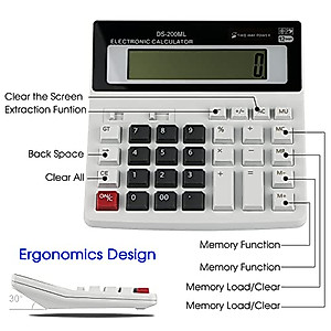 YEBMoo Large Computer Electronic Calculator Counter Solar & Battery Power 12 Digit Display Multi-Functional Big Button for Business Office School Calculating (YE-200ML)