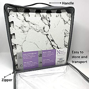 Nora's Nursery Baby Foam Play Mat - Foam Floor Tiles - Baby Mat for Floor - Foam Playmat for Babies & Toddlers - Interlocking Floor Mats for Nursery and Playroom - EVA Foam Mat - 48x48 - Marble Design