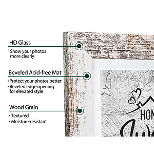 Califortree Rustic White 5x7 Picture Frame - Display Photos 4x6 with Mat or 5x7 Without Mat - Real Glass Frames for Wall and Tabletop - Set of 2