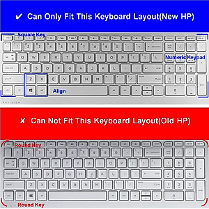 Keyboard Cover Compatible with HP Envy x360 15.6” Series /2020 2019 HP Pavilion 15 HP Pavilion x360 15.6” Series/HP Envy 17 17.3" Series/HP Laptop 15t 17t 17-ca0011nr-by0040nr -Ombre Hot Blue